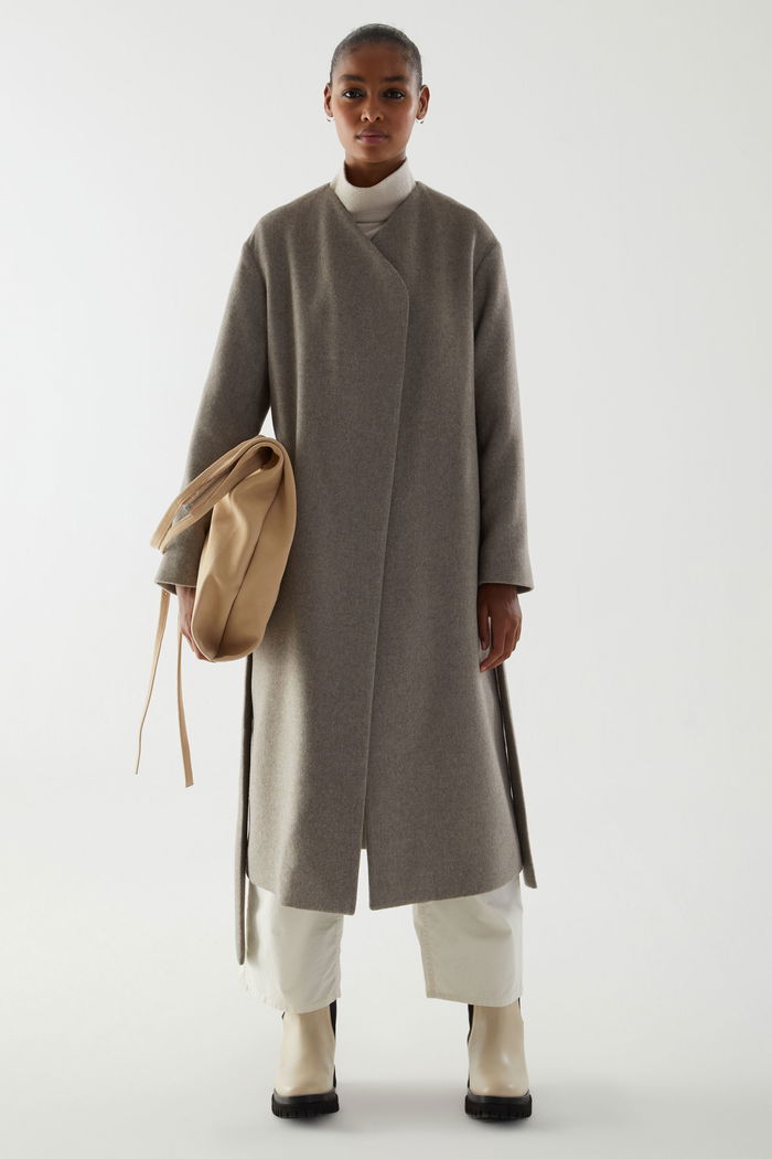 COS Wool Mix Belted Coat in mole grey | endource