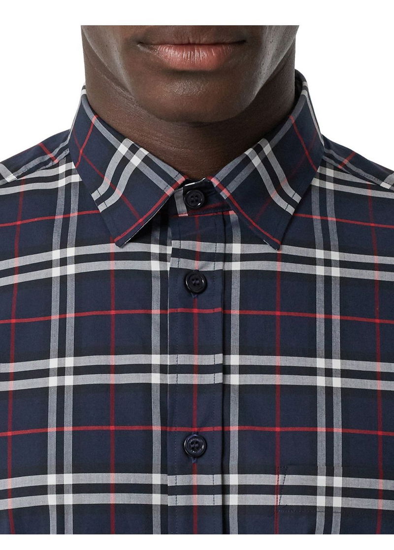 BURBERRY Check Stretch Cotton Shirt | endource