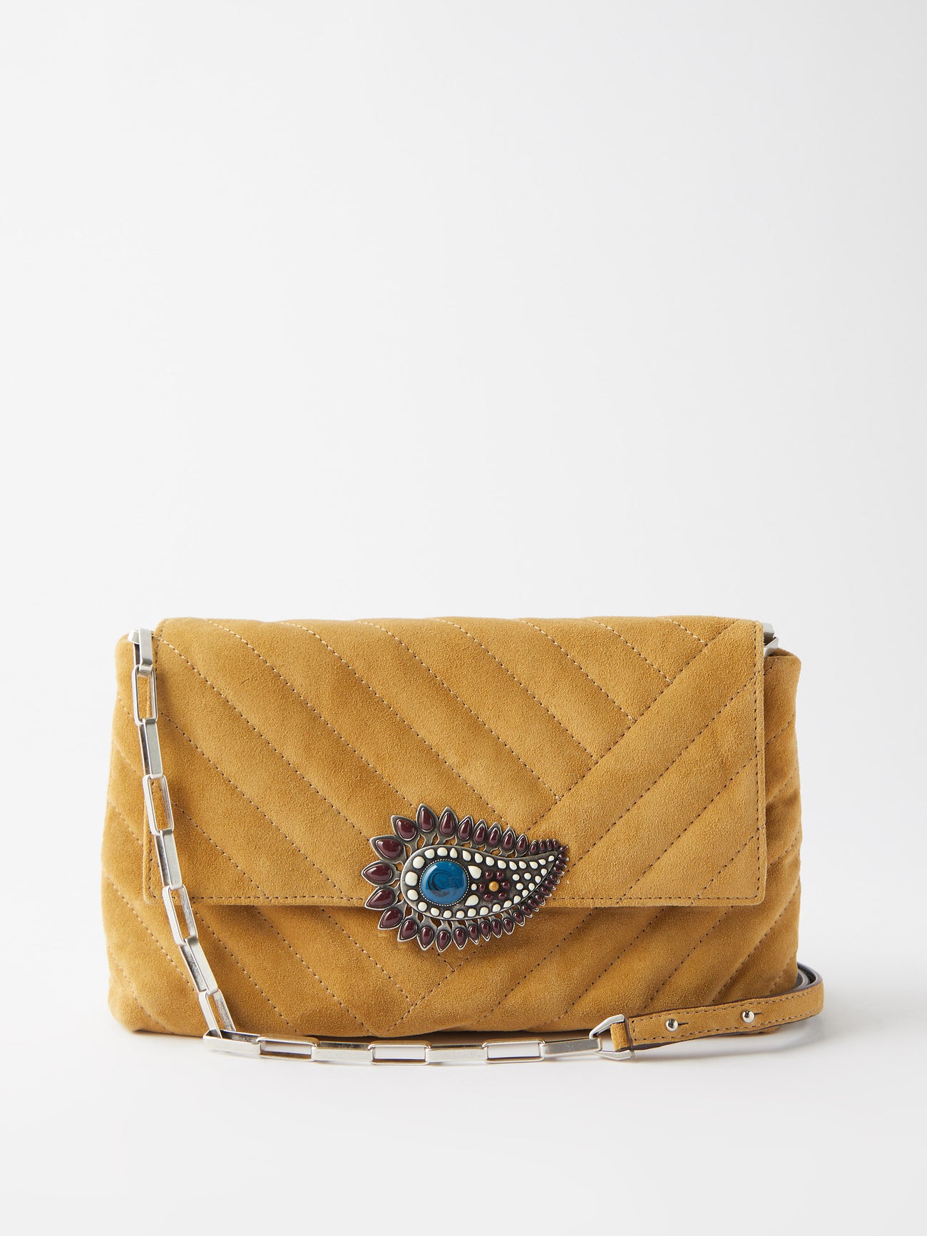 ISABEL MARANT Merine Quilted Suede Cross-Body Bag in Beige | endource