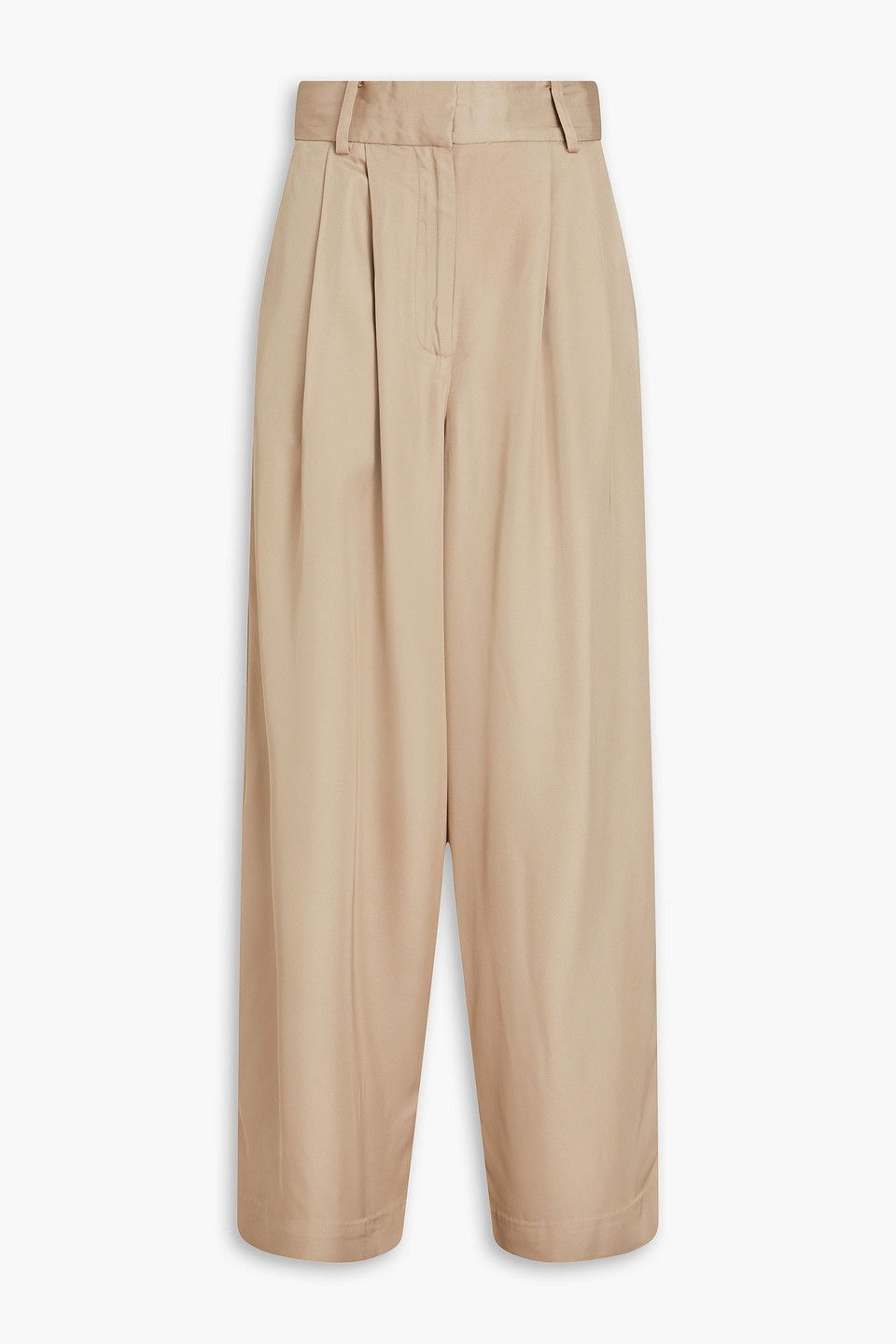 BY MALENE BIRGER Pascali Pleated Satin-Twill Wide-Leg Pants in Neutral ...