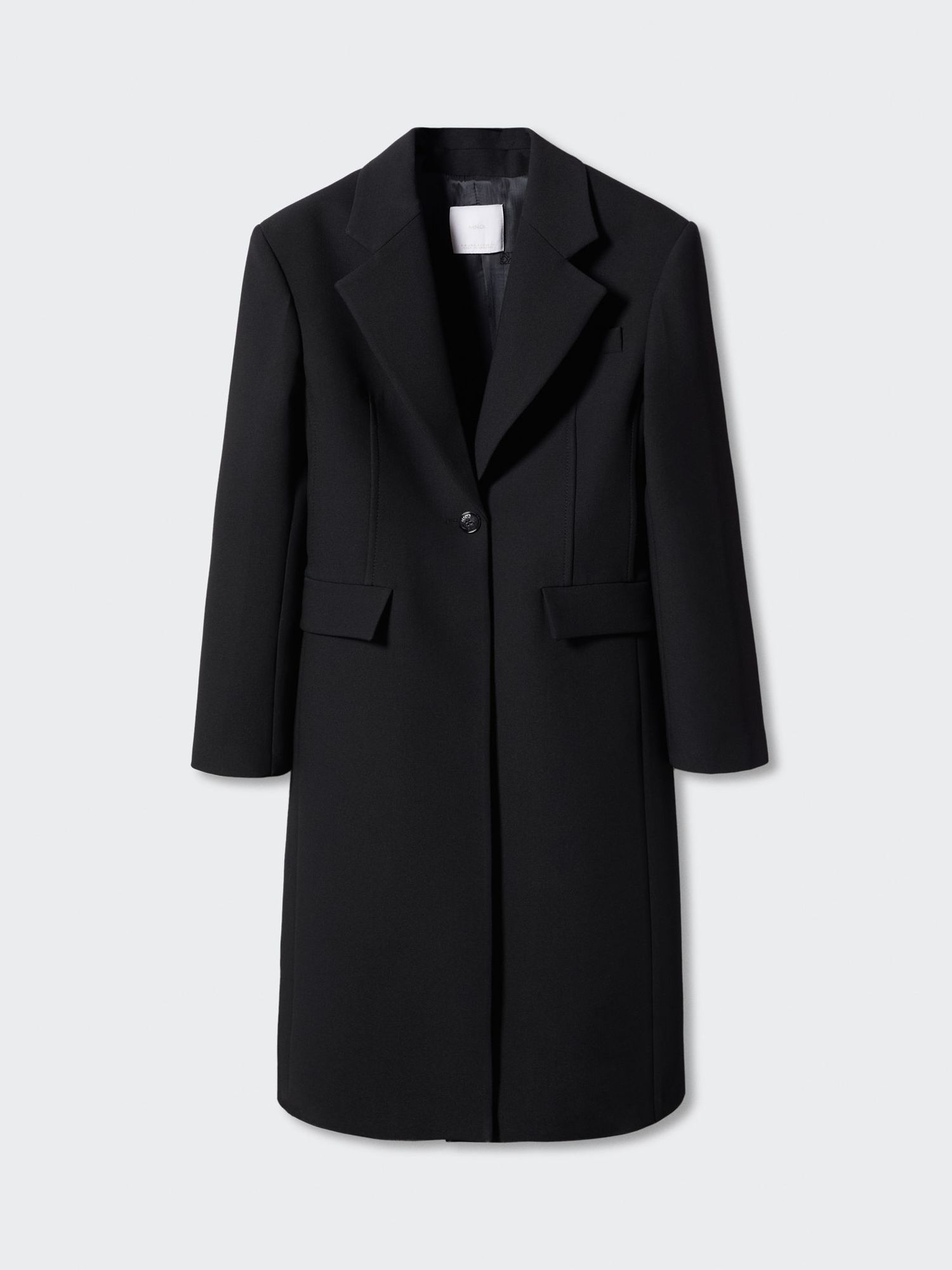 MANGO Tailored Long Coat in Black | endource