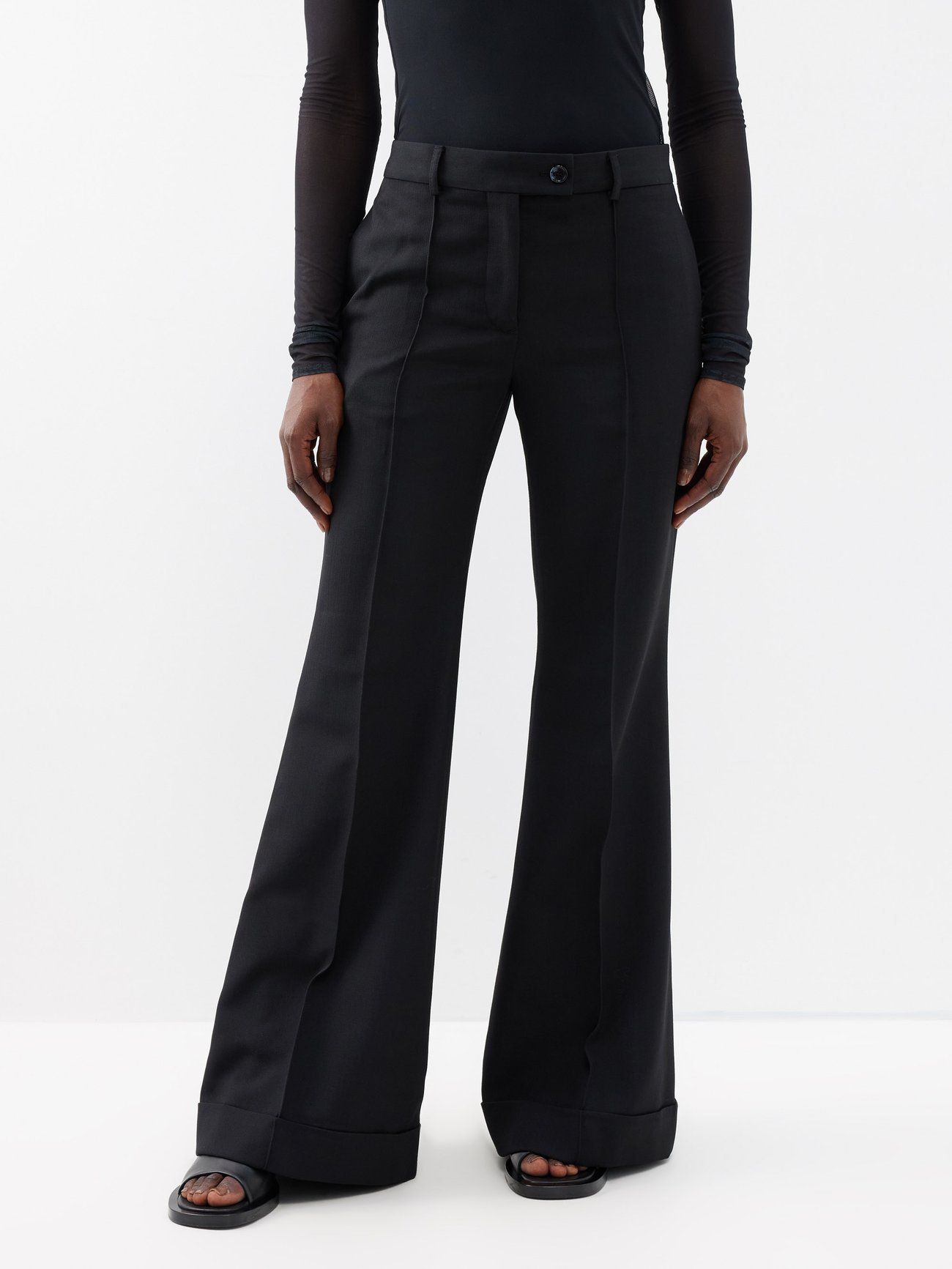 ACNE STUDIOS Pinna Flared-Leg Trousers in Black | Endource