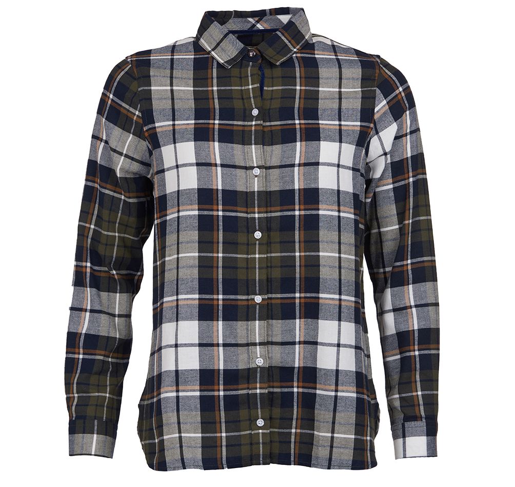 BARBOUR Moors Shirt in Olive/Navy | endource