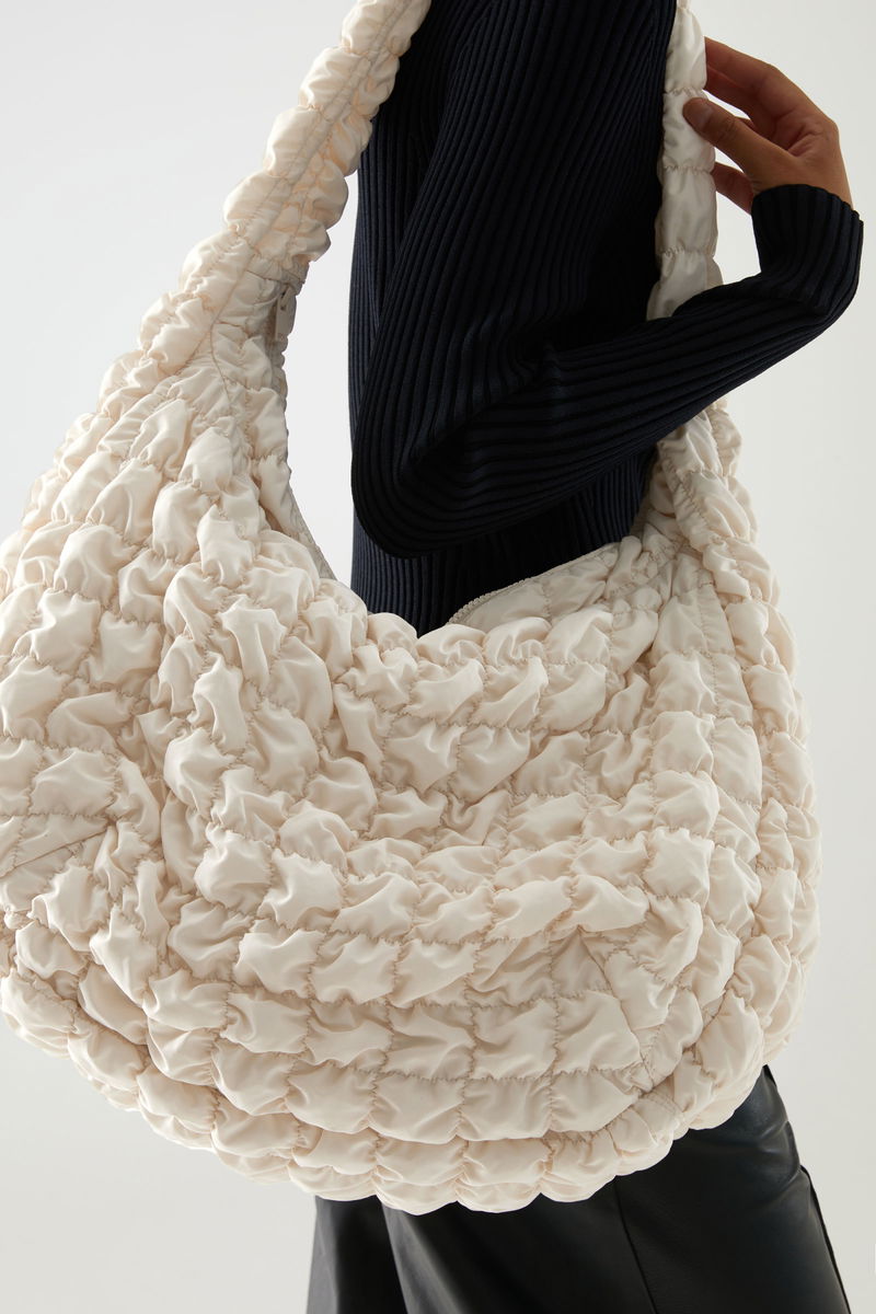COS Recycled Polyester Quilted Oversized Shoulder Bag in Off-white ...