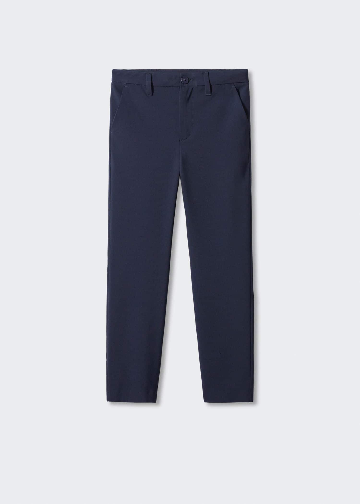 MANGO Straight Suit Trousers in Navy | endource