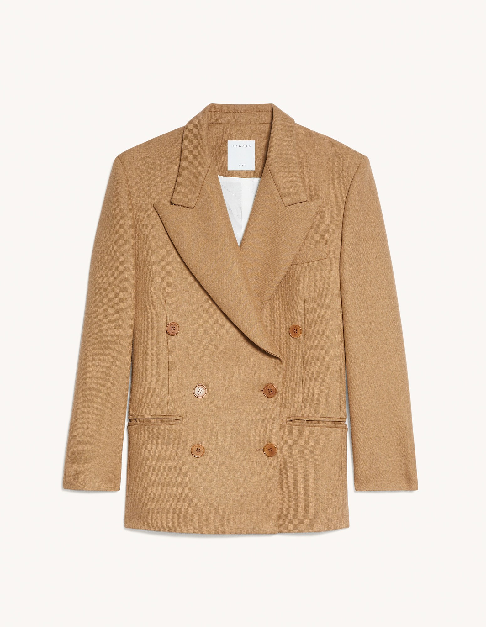 SANDRO Tailored Jacket With Button Fastening in Camel | endource