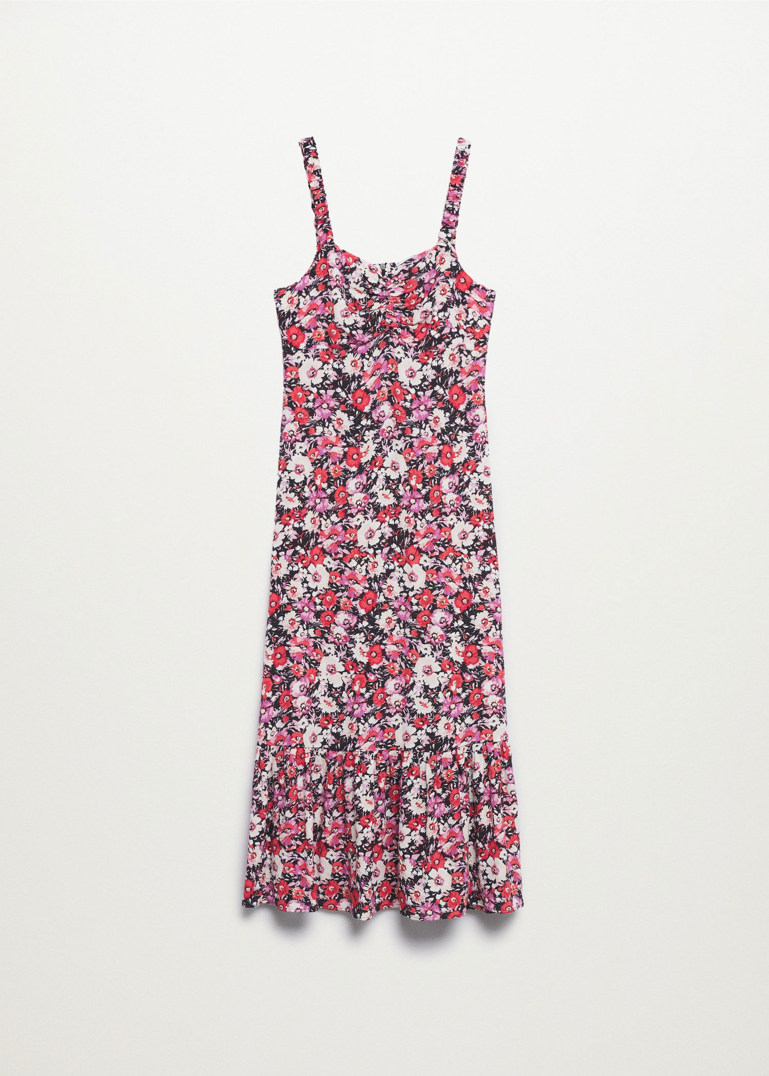 MANGO Ruffle Printed Dress in Black | endource