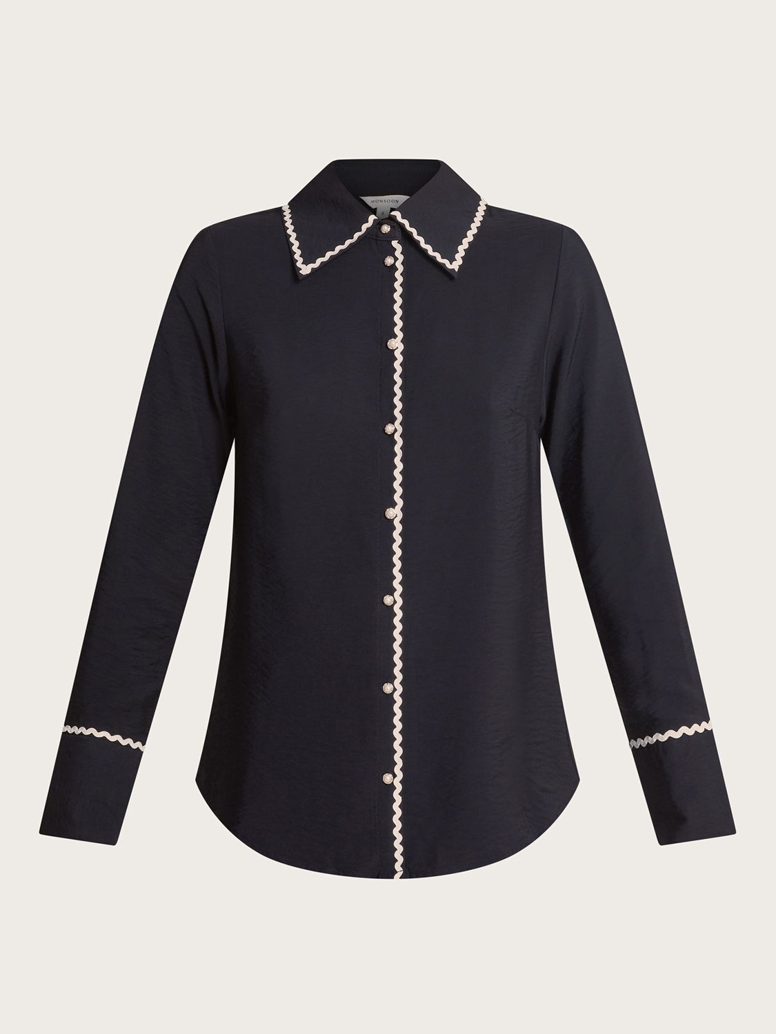 Monsoon Rhea Ric Rac Shirt in Black | endource