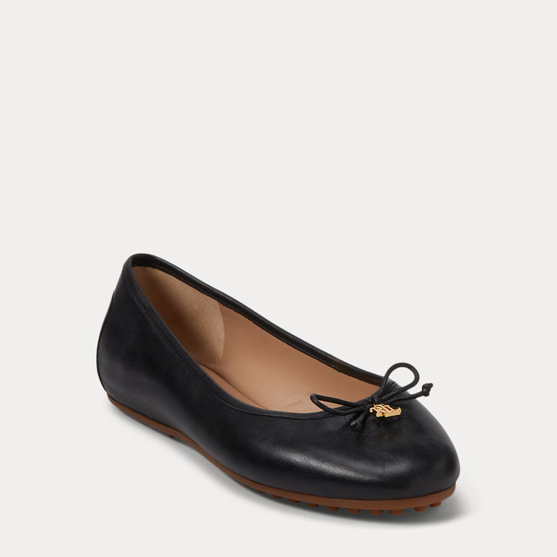 Lauren Ralph Lauren Jayna Nappa Leather Driver Flat In Black Endource