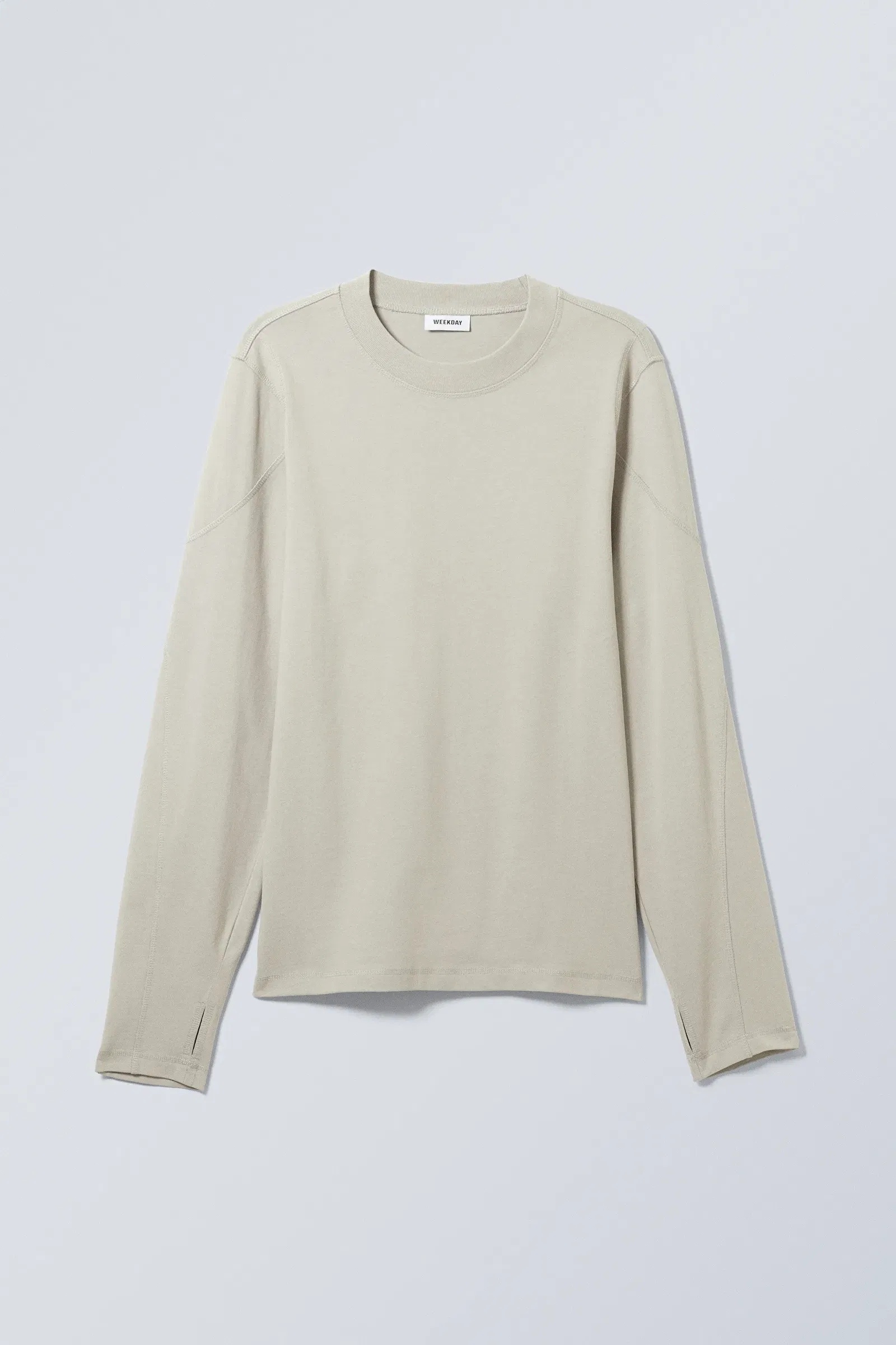 WEEKDAY Greg Panel Long Sleeve Top in Light Mole | Endource