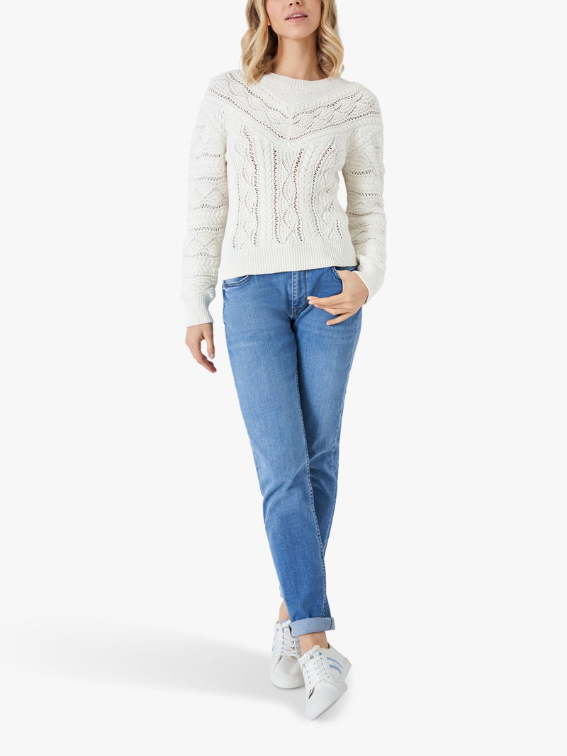 CREW CLOTHING Molly Cable Knit Jumper in White | endource