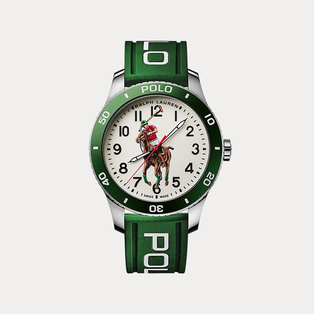 POLO RALPH LAUREN Polo Watch Green Bezel White Dial in White | endource