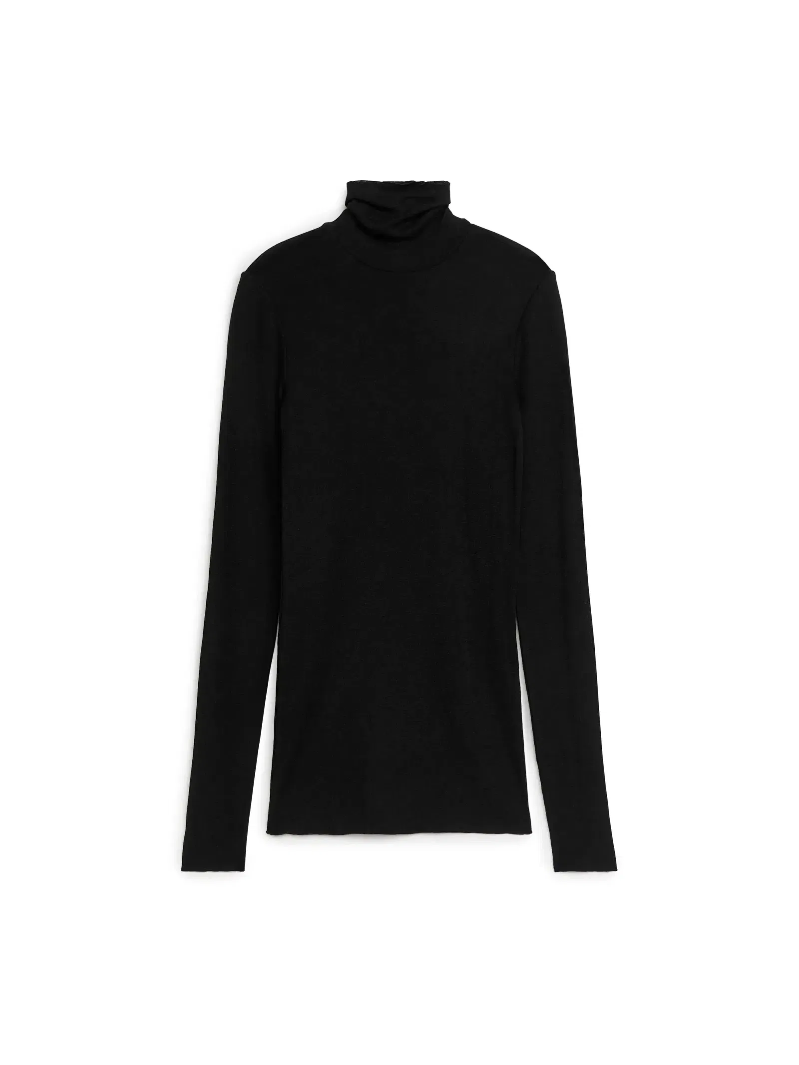 ARKET Roll-Neck Wool Top in Black | endource