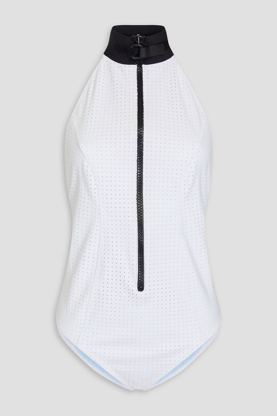 LISA MARIE FERNANDEZ Farrah Perforated Swimsuit in White | endource