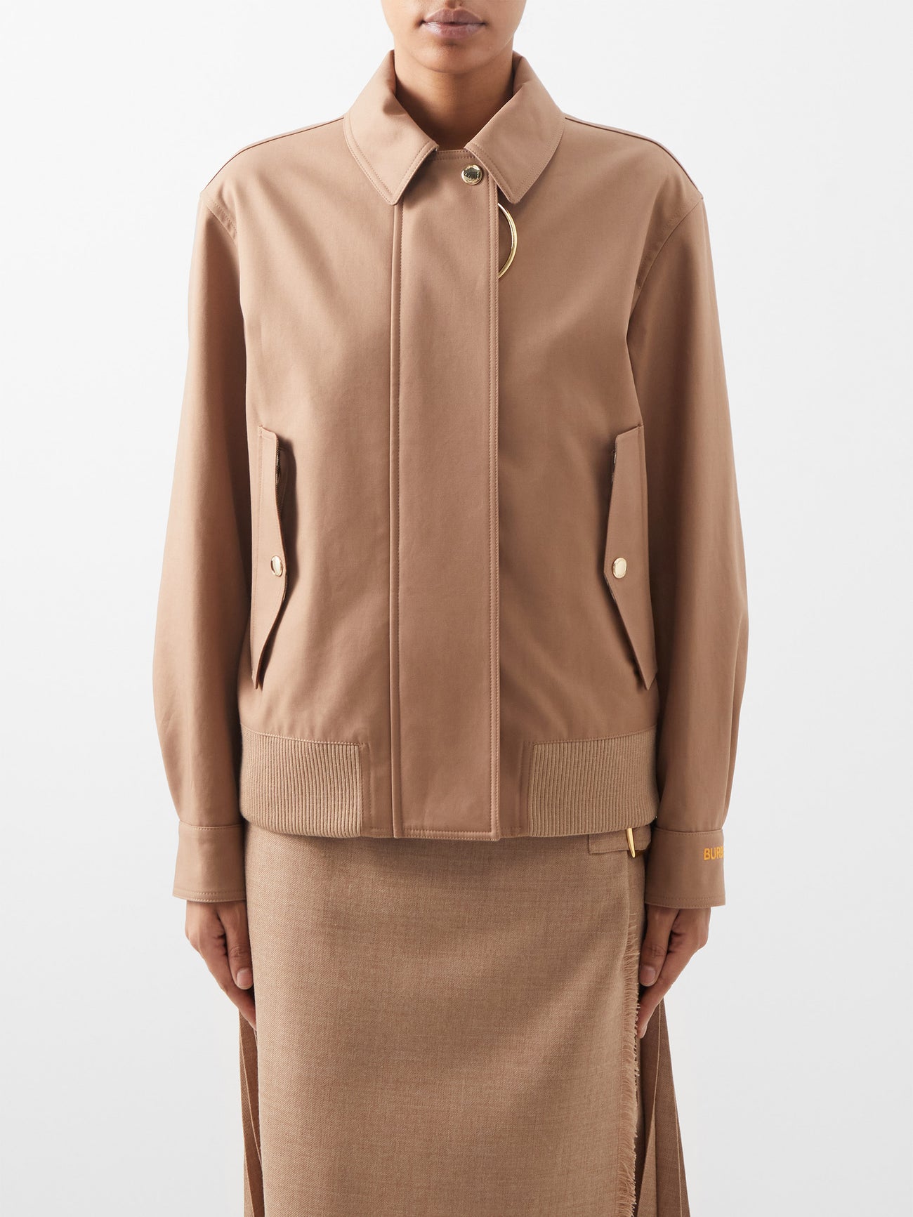 BURBERRY Cotton-Gabardine Harrington Jacket in Beige | endource