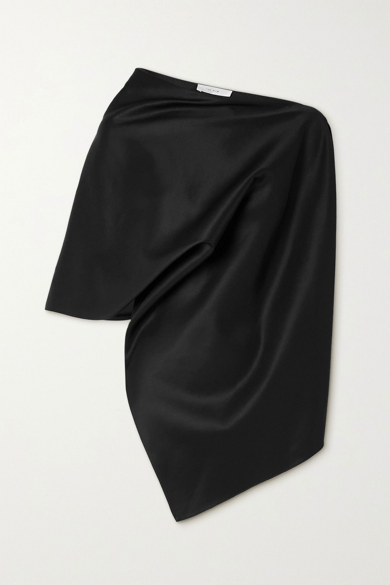 THE ROW Kasper Asymmetric Draped Silk And Wool-Blend Satin Top | endource