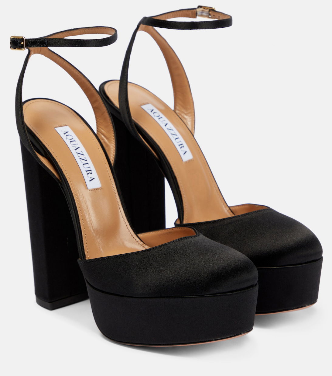 AQUAZZURA So High Satin Platform Pumps in Black | Endource