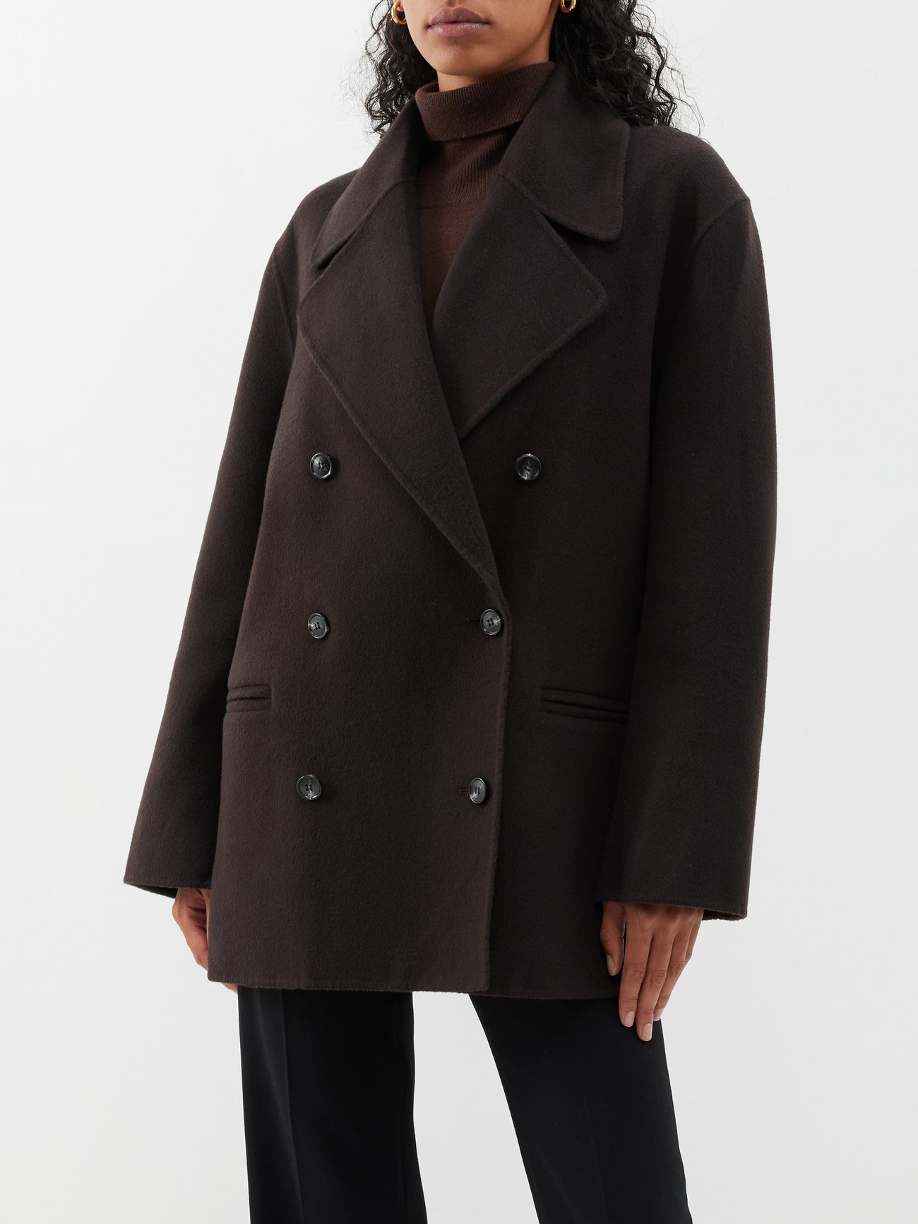 TOTEME Double-Faced Wool Coat in Brown | endource
