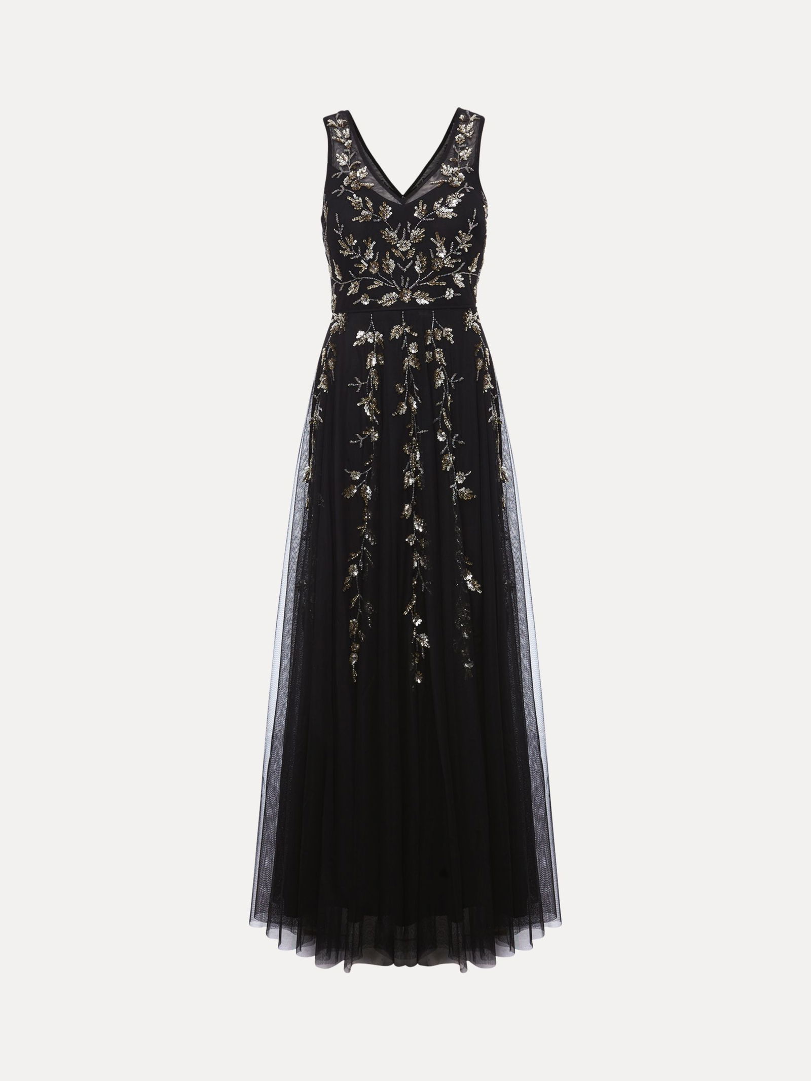PHASE EIGHT Anabella Beaded Maxi Dress in Black/Gold | endource