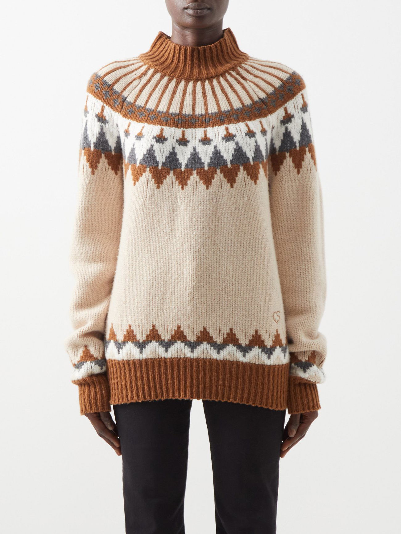 FRAME Frame x Claudia Schiffer - Fair Isle Merino Sweater in Brown ...