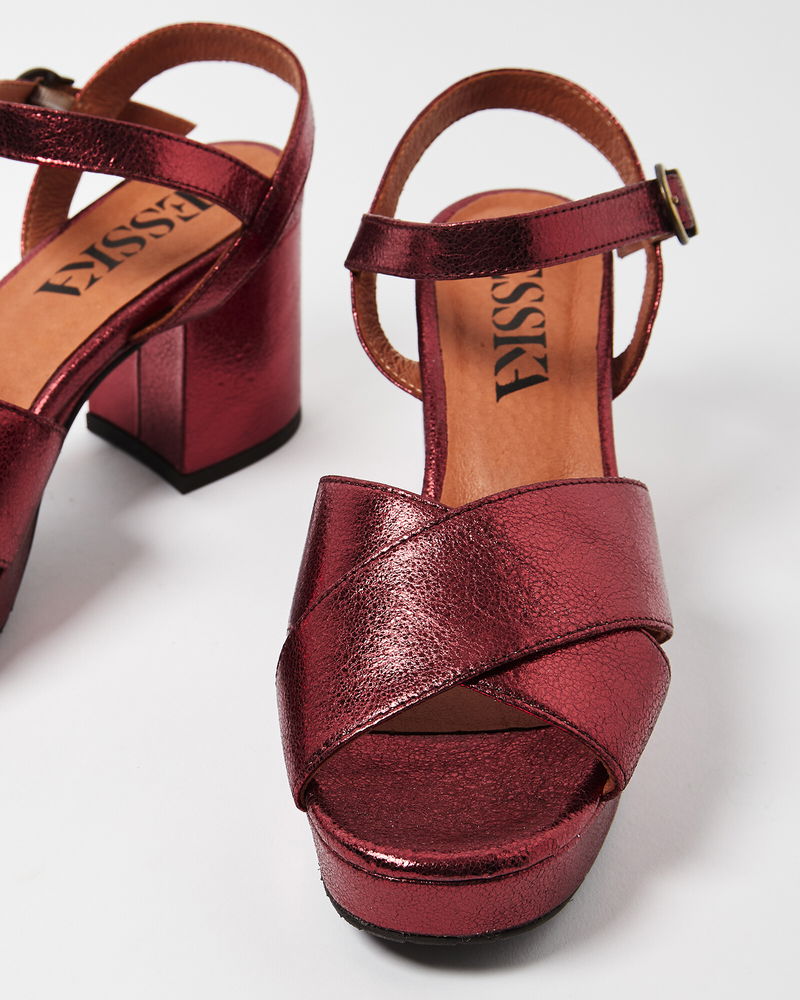 ESSKA Clara Metallic Heeled Sandals in Pink | Endource