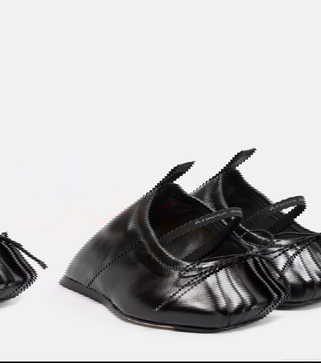SIMONE ROCHA Logo Leather Ballet Flats in Black | endource