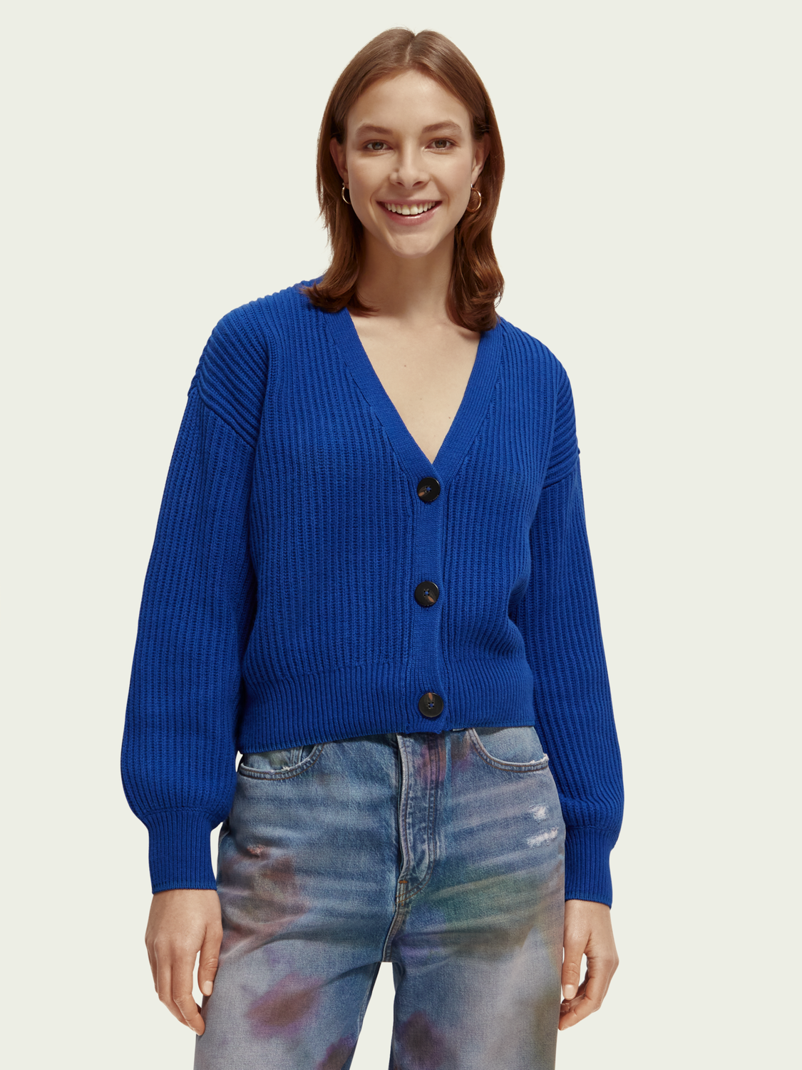 SCOTCH & SODA Boxy-Fit Cardigan in Bright Blue | endource