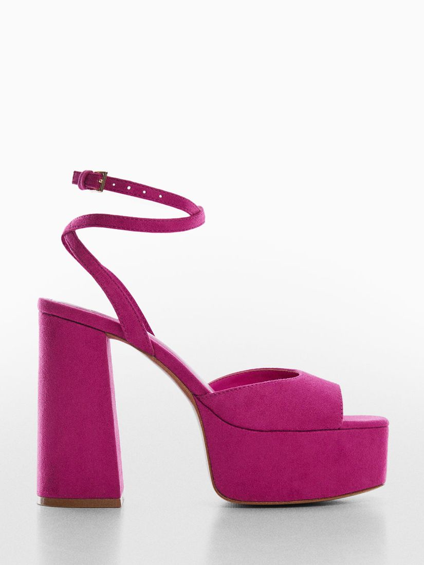 MANGO Sou Platform Ankle Cuff Sandals in Bright Pink | Endource