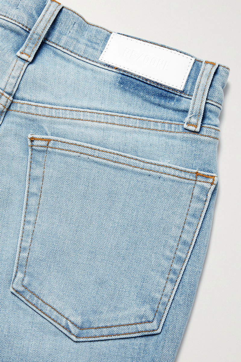 Redone 90s High Rise Cropped Slim-Leg Jeans in Blue | endource