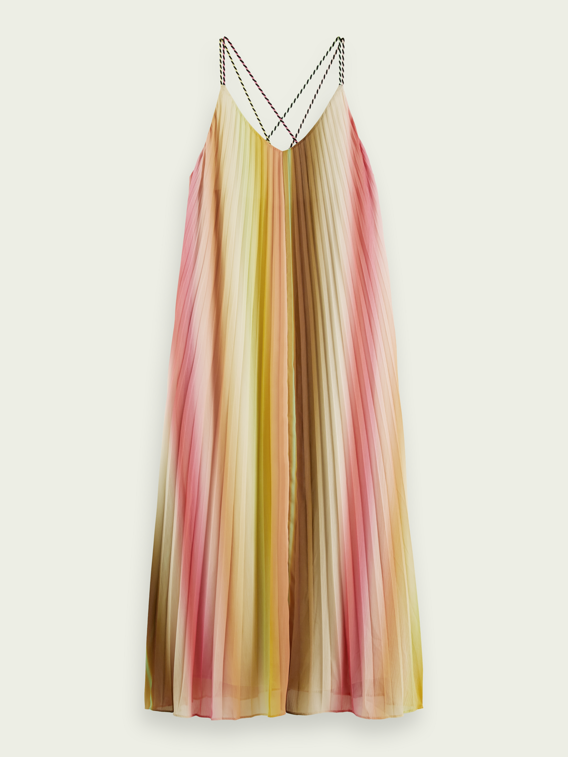 SCOTCH & SODA Pleated Maxi Strap Dress in Rainbow Ombre | Endource