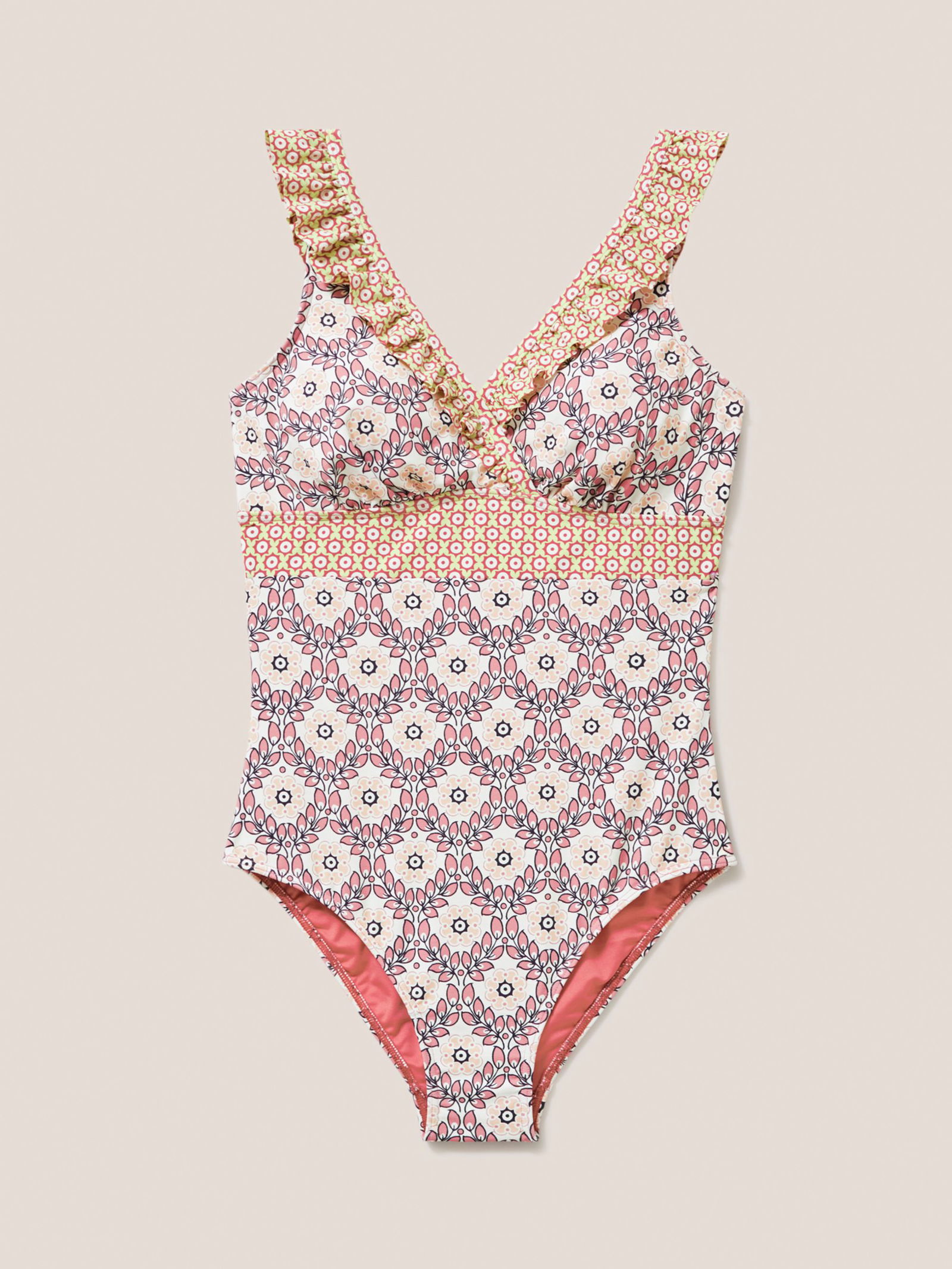 WHITE STUFF Beth High Leg Swimsuit in Multi | Endource