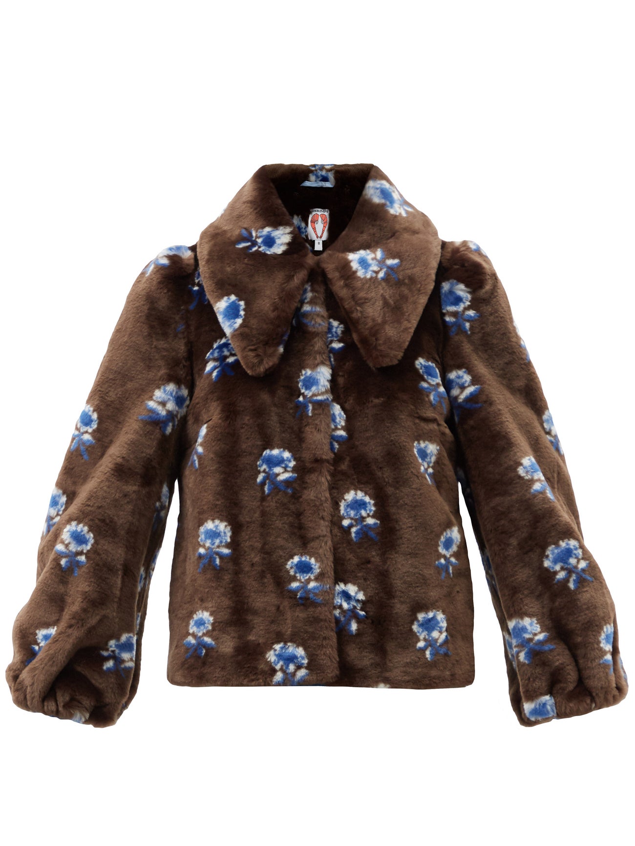 SHRIMPS Casper Floral Faux-Fur Jacket in Brown | endource