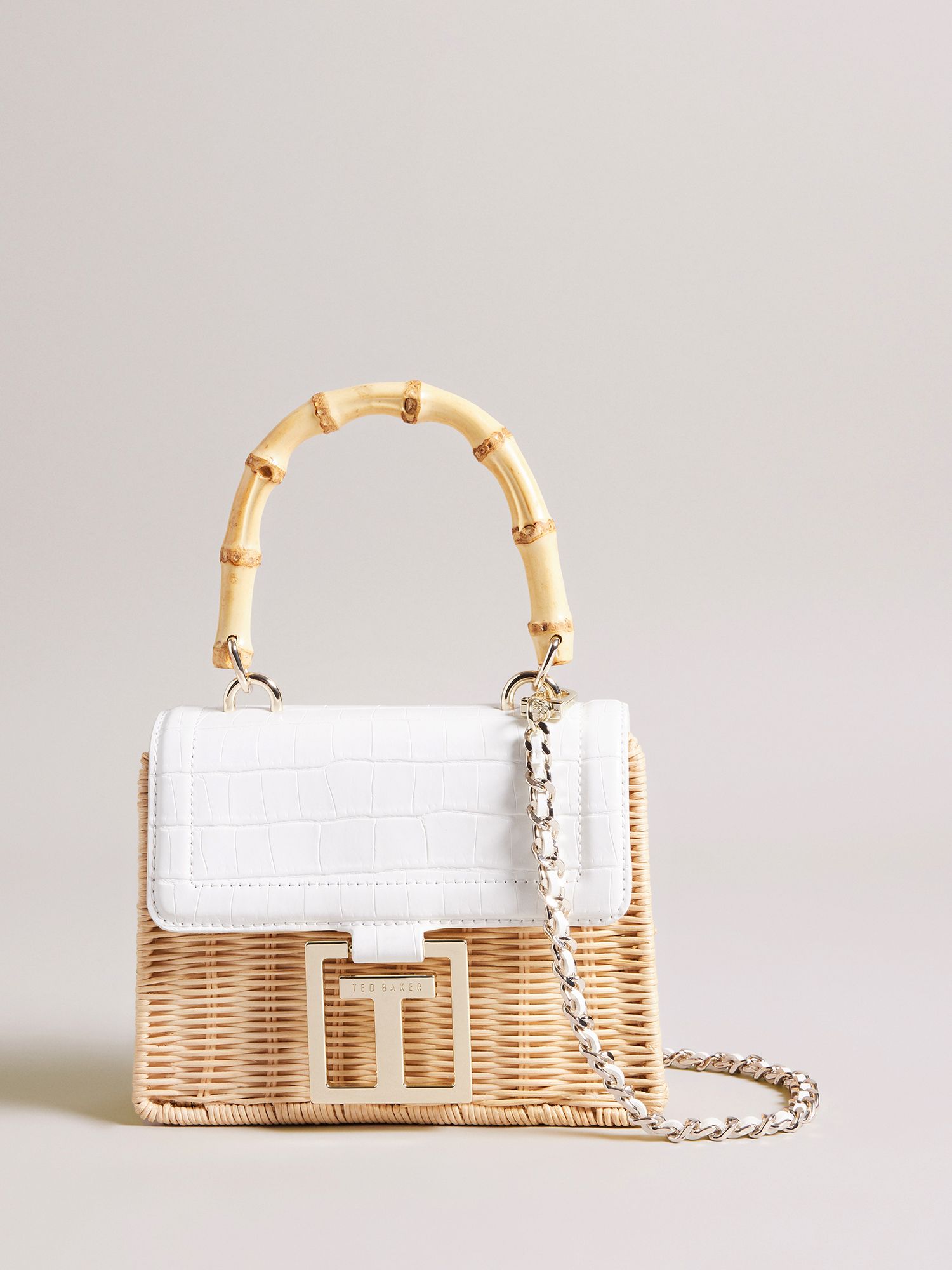 TED BAKER Jaynina Faux Leather and Rattan Grab Bag | endource