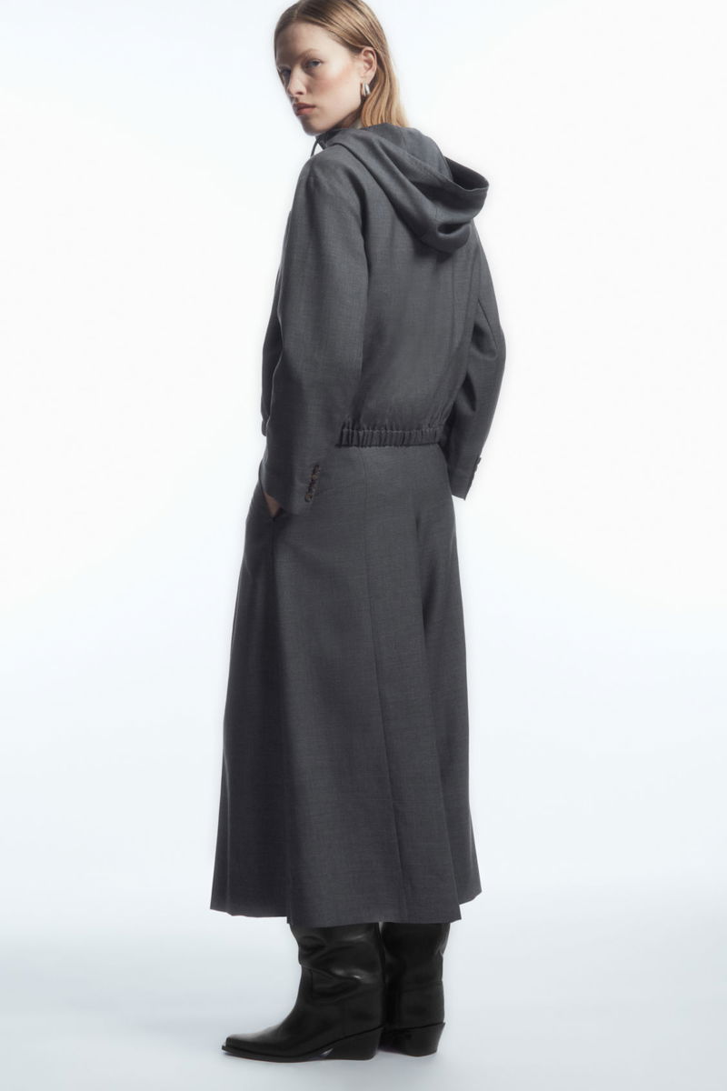 COS Tailored Wool Hooded Jacket in DARK GREY | endource