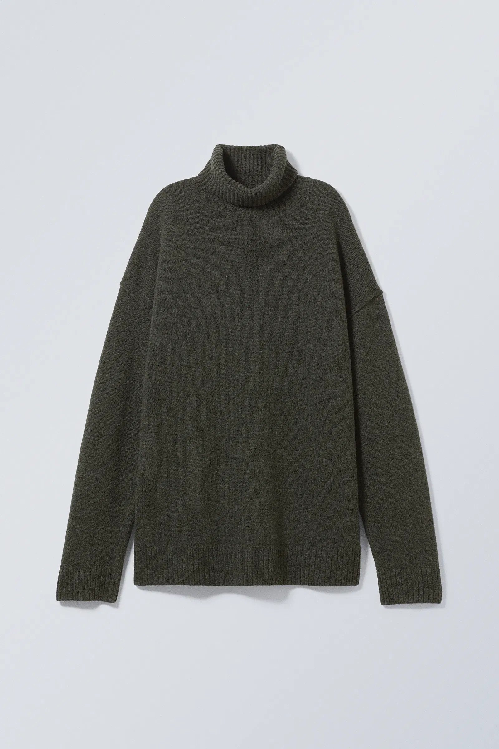 WEEKDAY Eloise Wool Turtleneck Sweater in Dark Green | endource