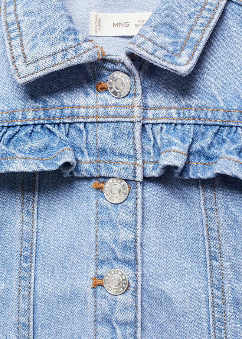 MANGO Frills Denim Jacket in Medium Blue | endource