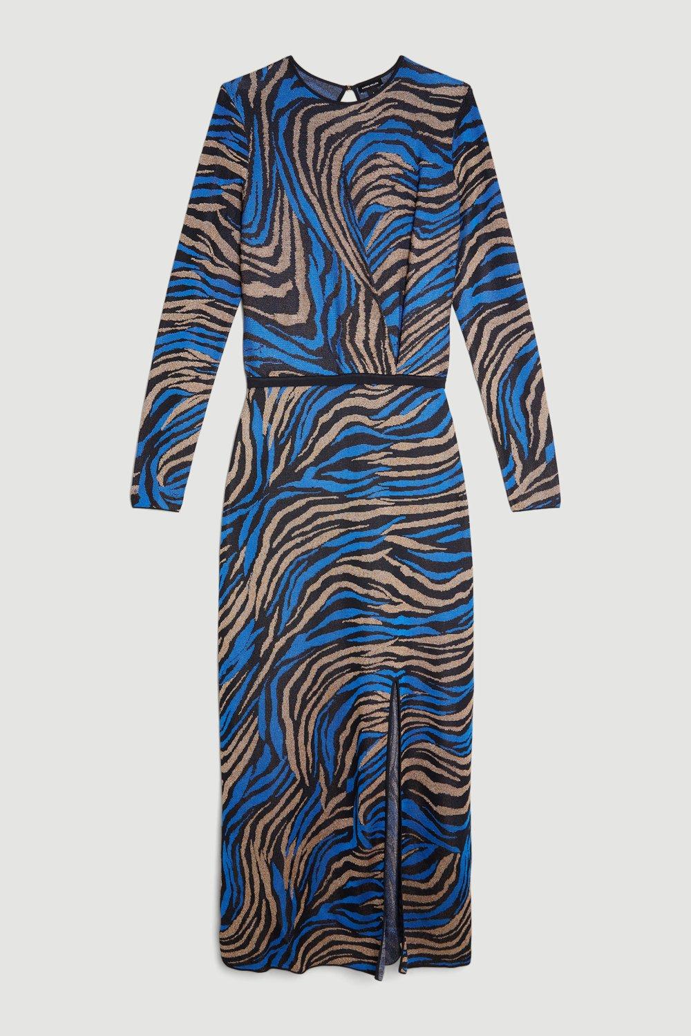 Karen Millen Slinky Jacquard Split Knit Maxi Dress Endource
