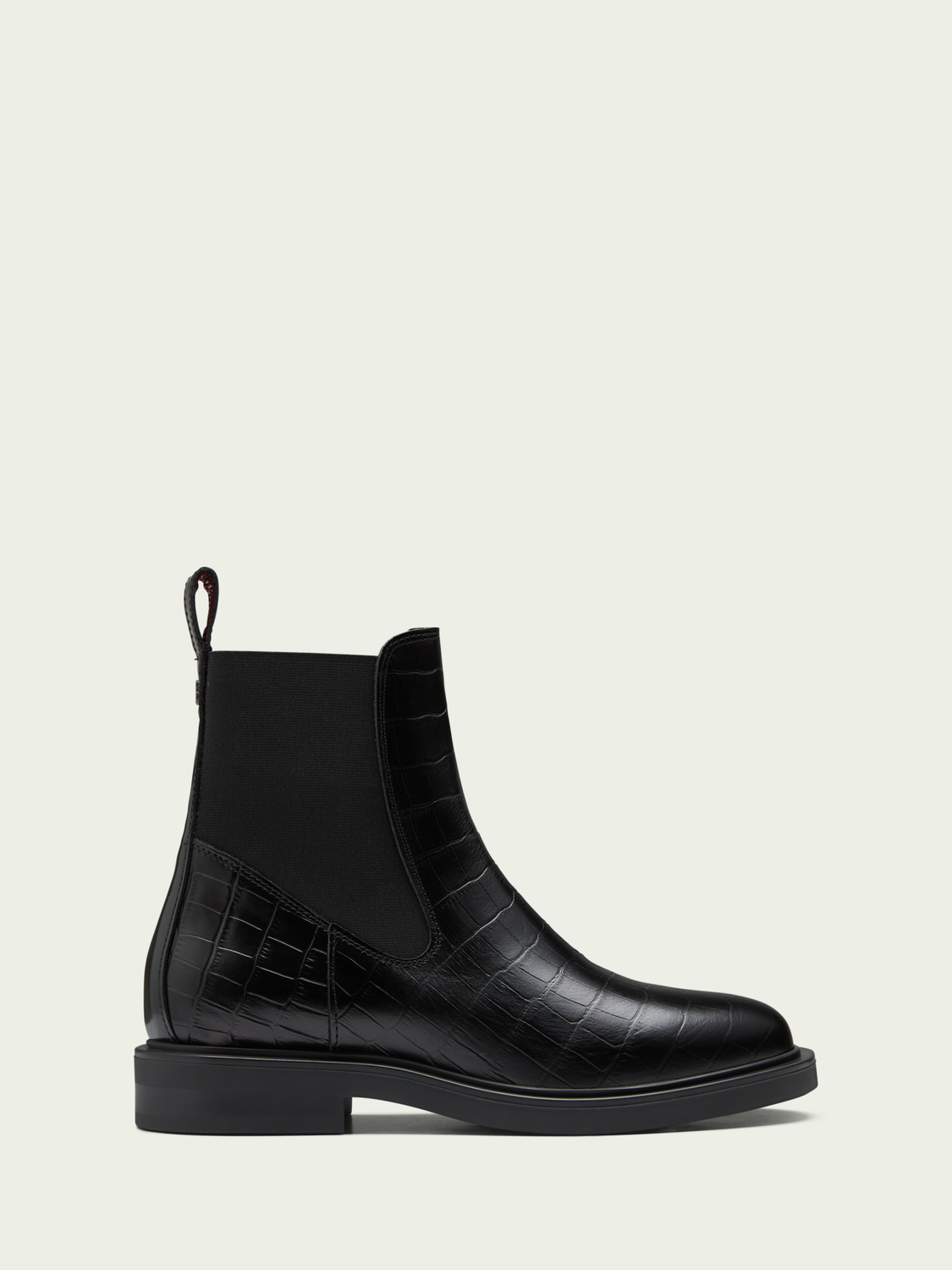 SCOTCH & SODA Hailey Mid-Rise Boot in blk croco optics | endource
