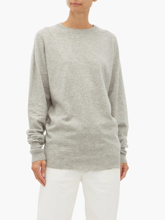 RAEY Raglan-Sleeve Boyfriend-Fit Cashmere Jumper in Grey | endource