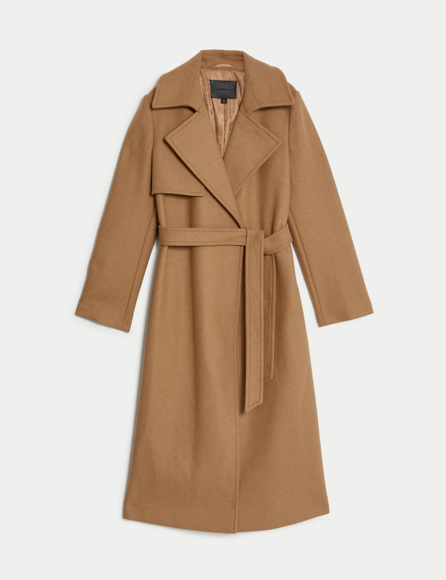 AUTOGRAPH Wool Rich Belted Wrap Coat With Cashmere in Spice | endource