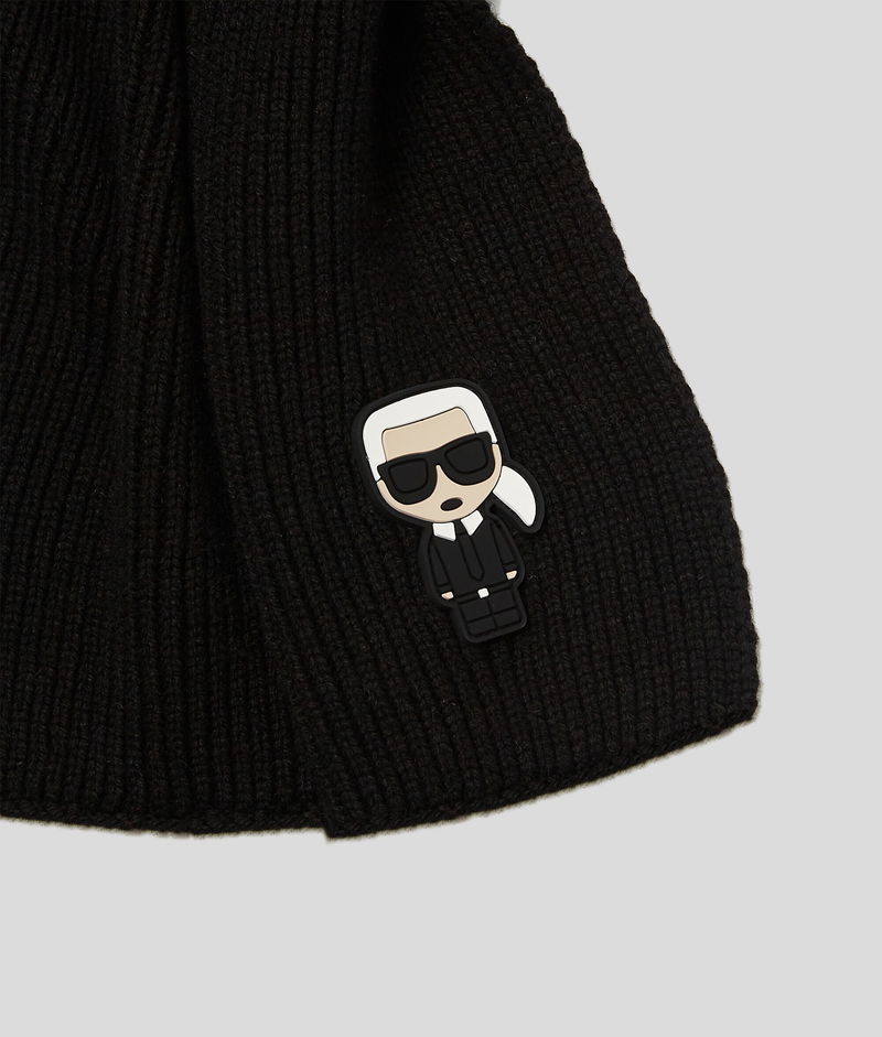 KARL LAGERFELD K/Ikonik Patch Knitted Scarf in Black | Endource
