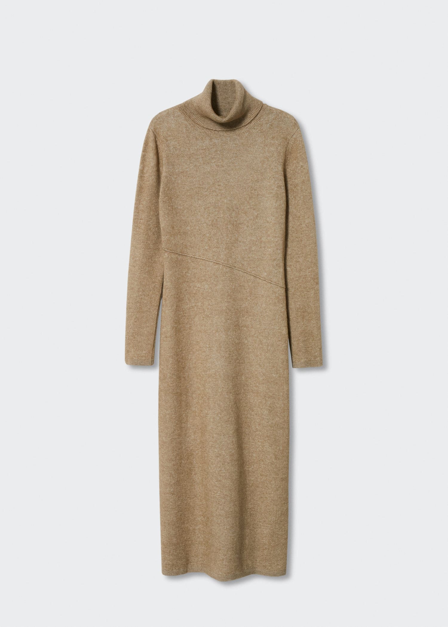 MANGO Knitted Turtleneck Dress in Brown | Endource