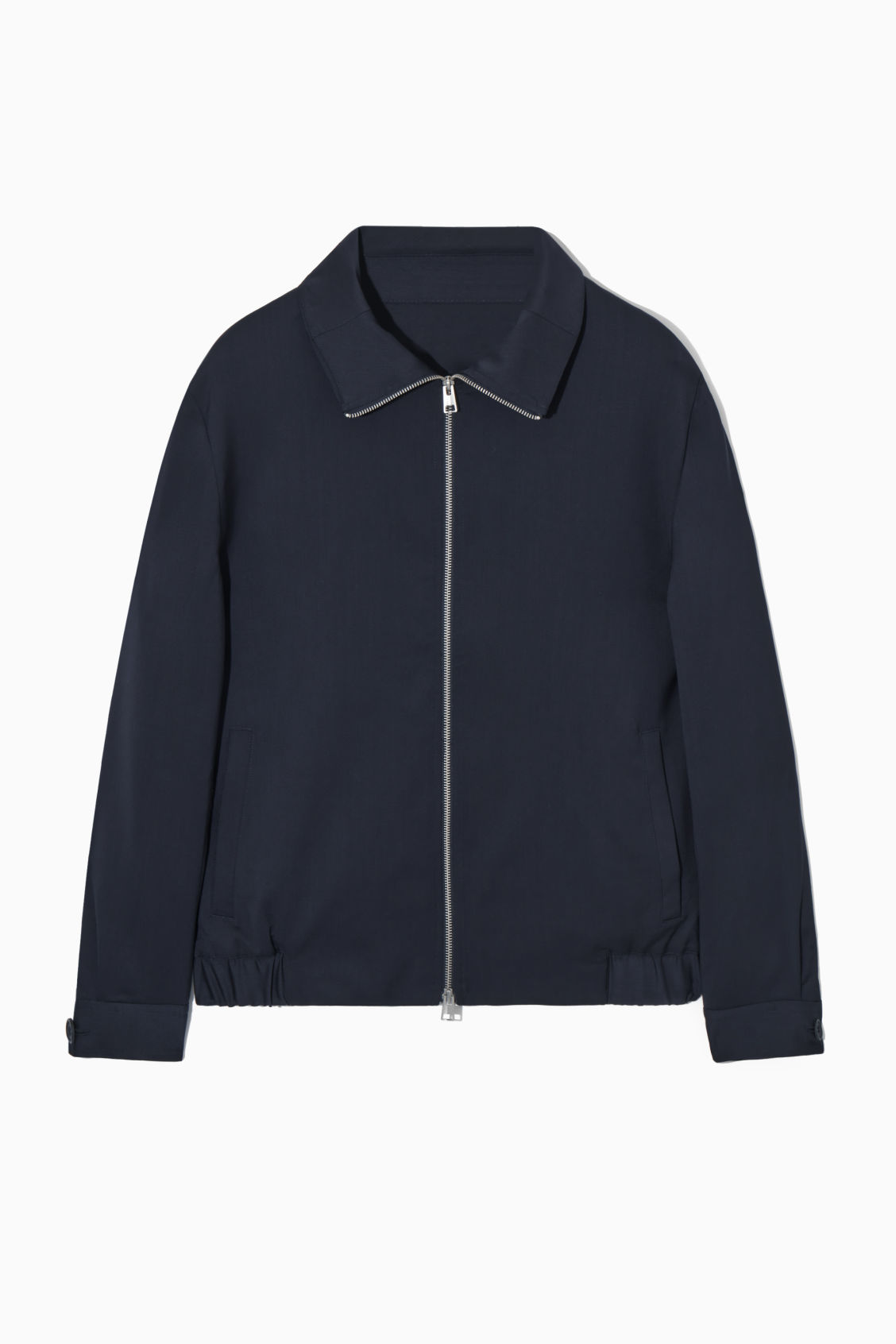 COS Funnel-Neck Wool Blouson Jacket in NAVY | endource