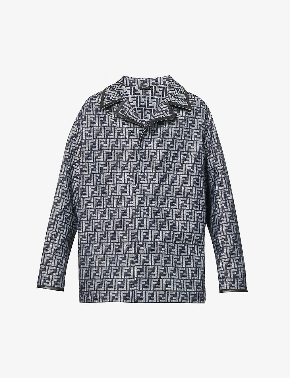 FENDI Monogram-Patterned Camp-Collar Relaxed-Fit Cotton-Blend Jacket ...