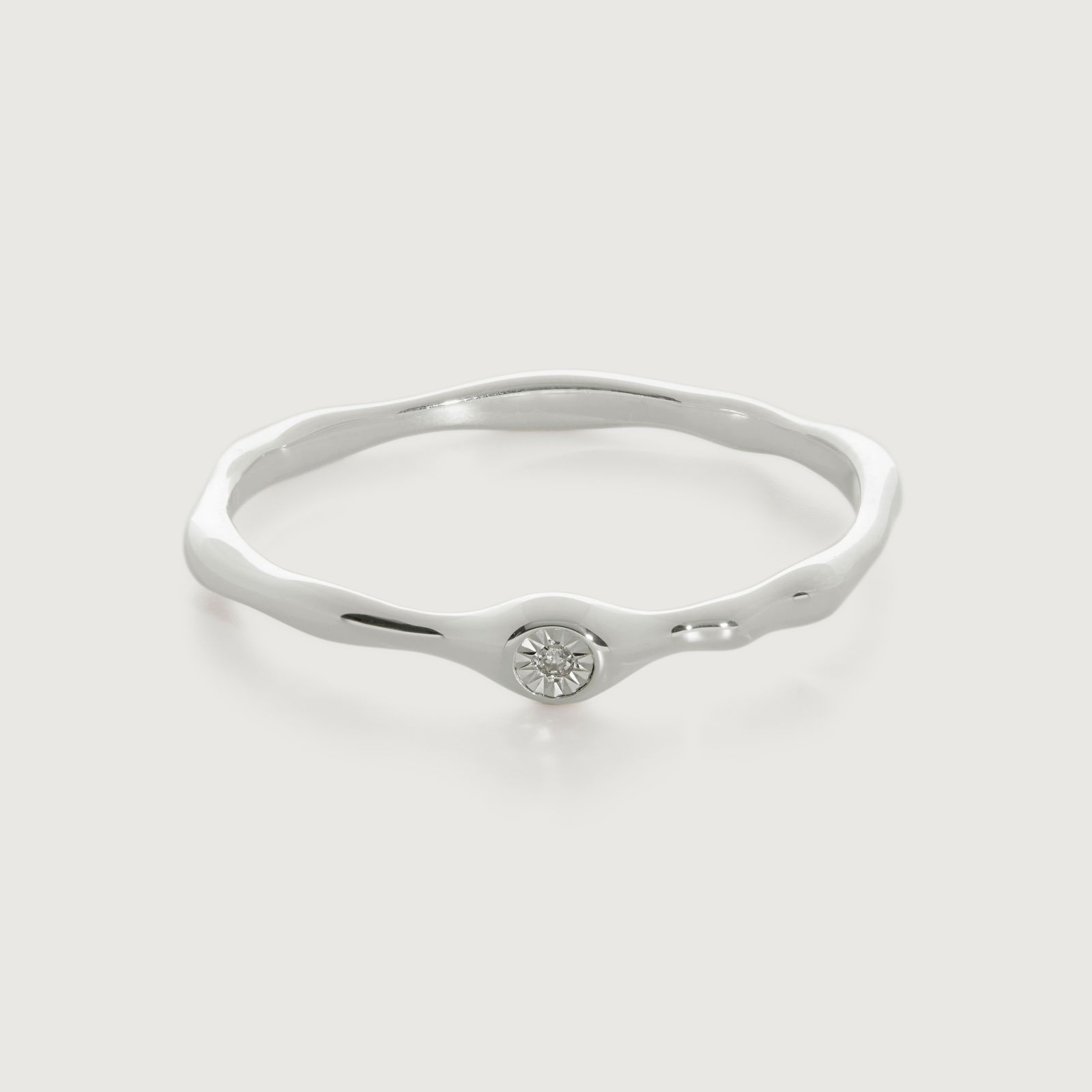 MONICA VINADER Siren Mini Diamond Stacking Ring in Sterling Silver ...