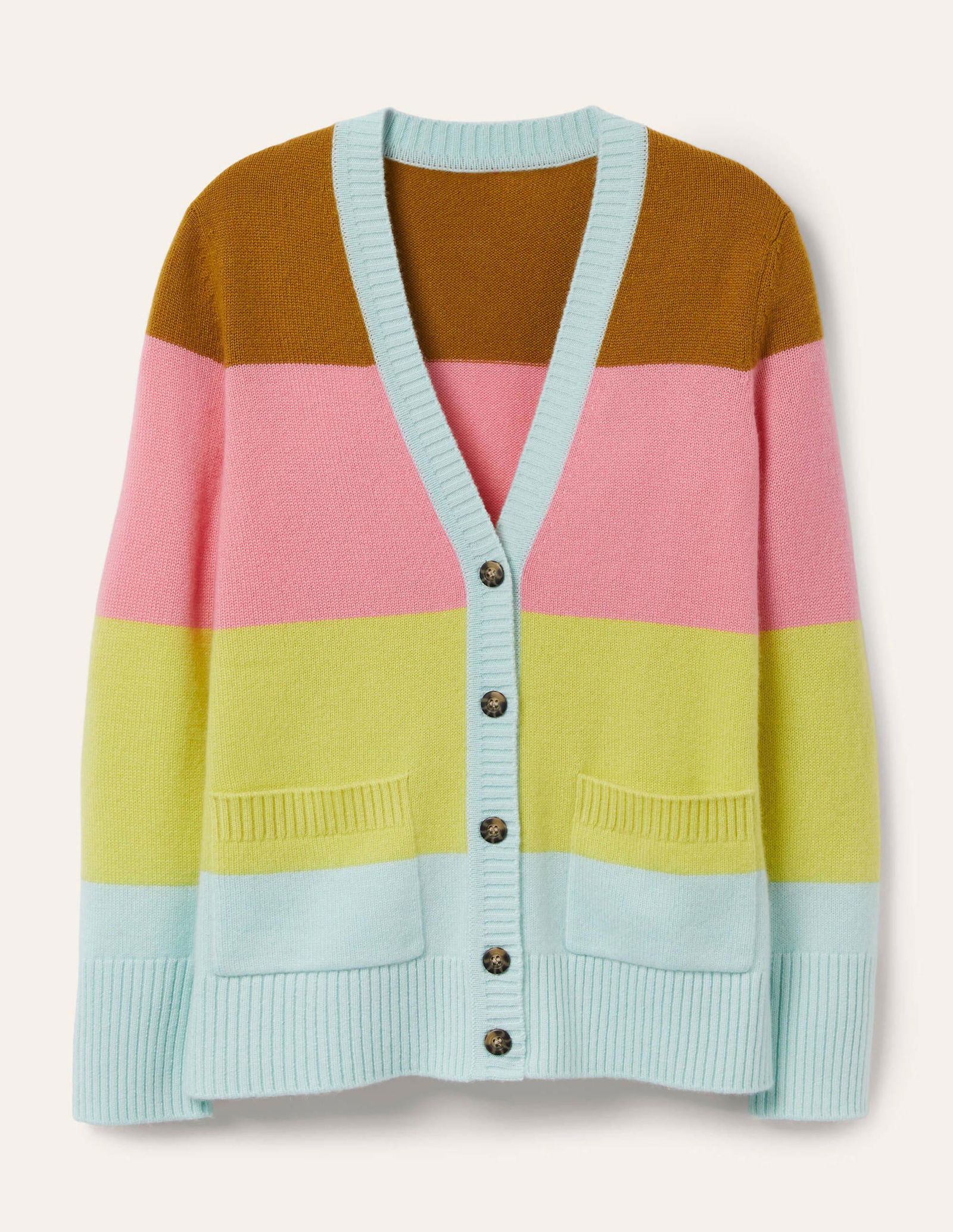 BODEN Kew Cashmere Cardigan in Frankincense Stripe | endource