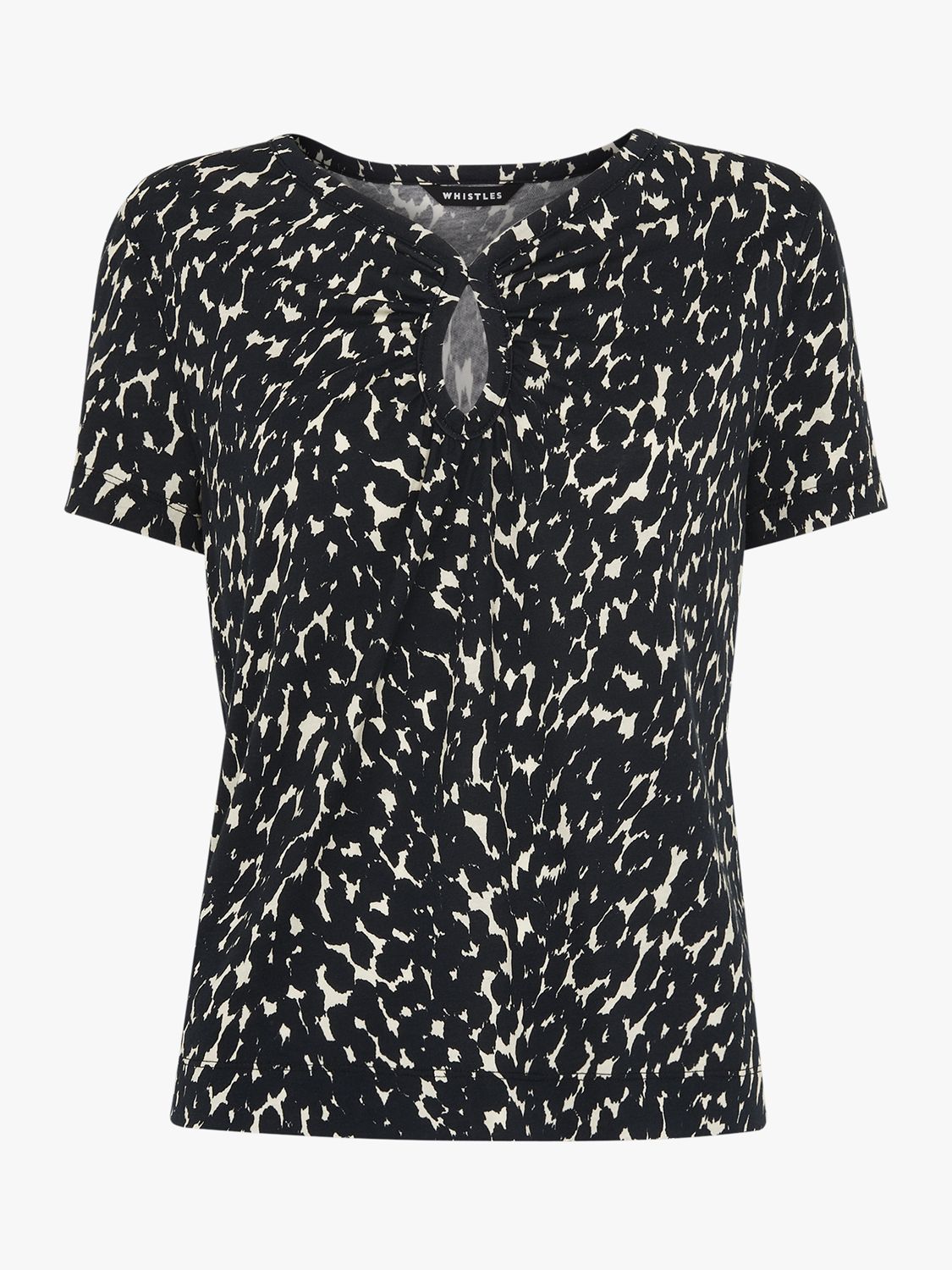 WHISTLES Sahara Cat Keyhole Top in Black/Multi | Endource