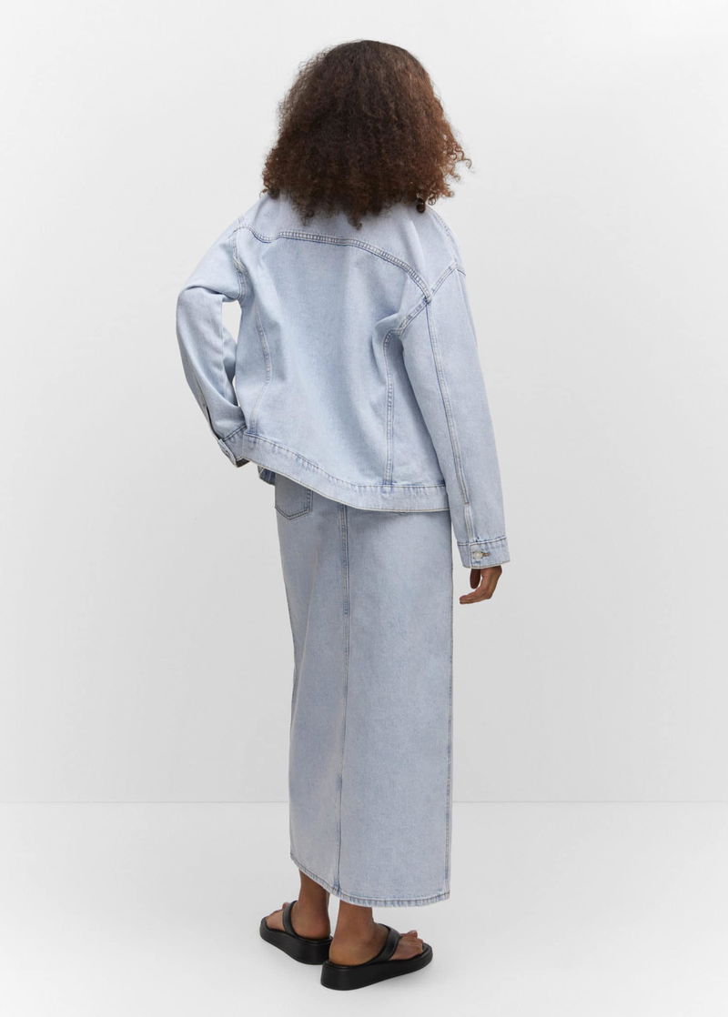 MANGO Oversize Denim Jacket in Light Blue | endource