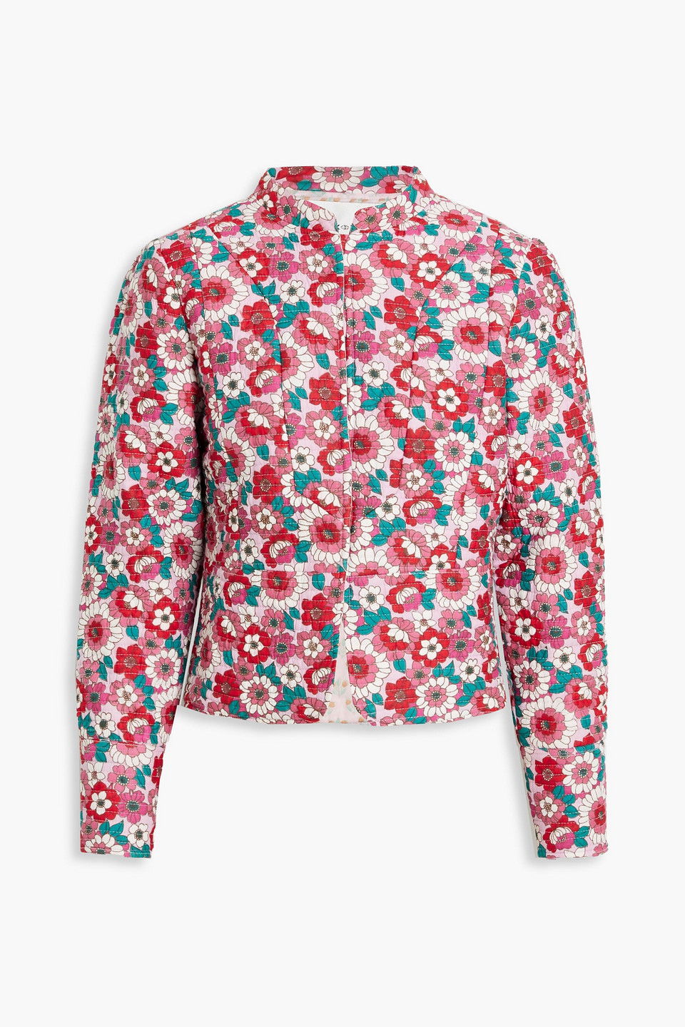 ANTIK BATIK Blossom Quilted Floral-print Cotton Jacket in Red | endource