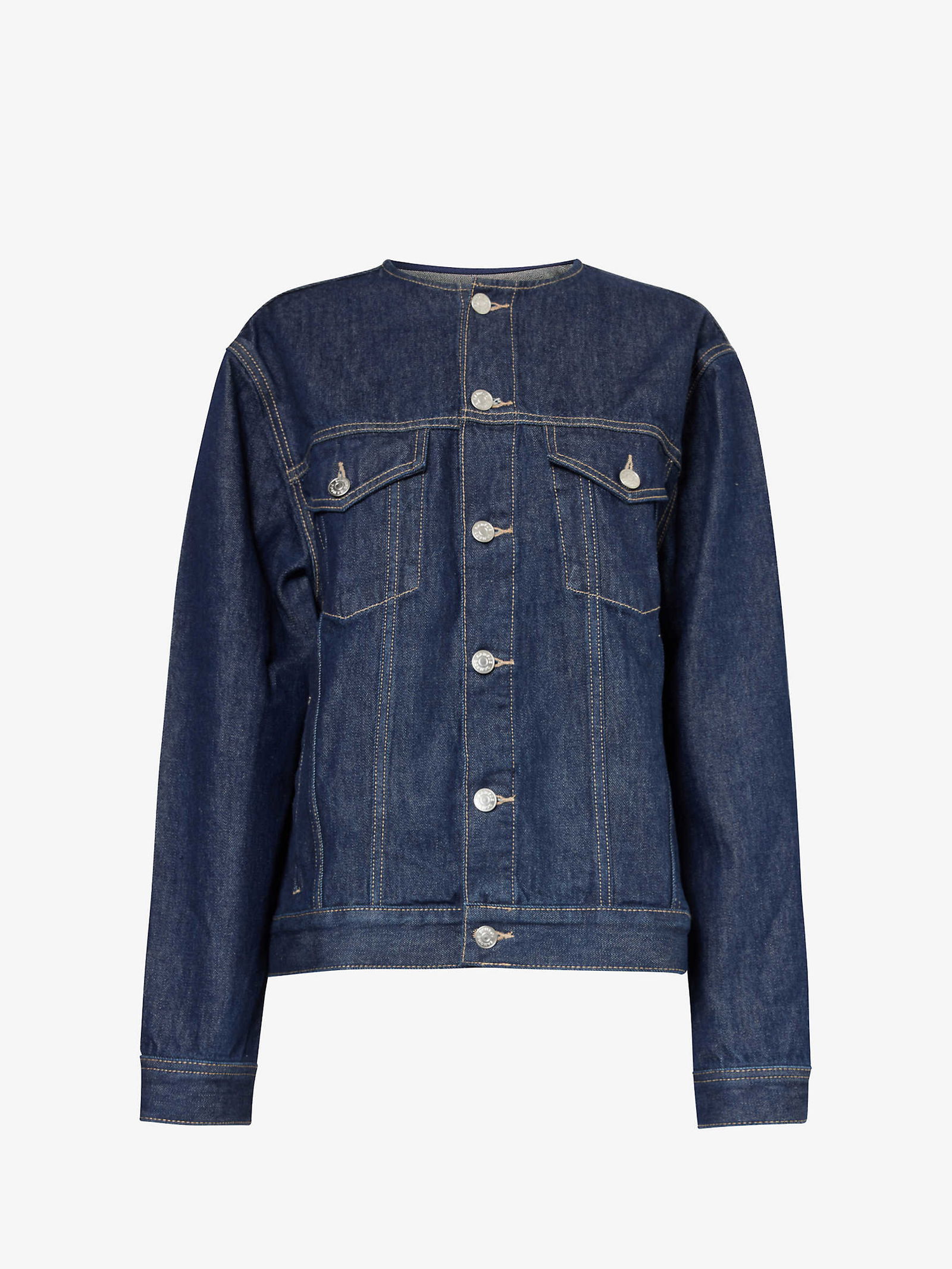 SAMSØE SAMSØE Davona Round-Neck Denim Jacket in Dark Lake | endource